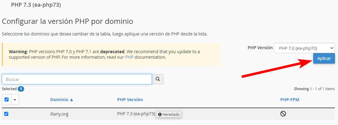 ¿Cómo cambio la versión PHP de mi hosting?